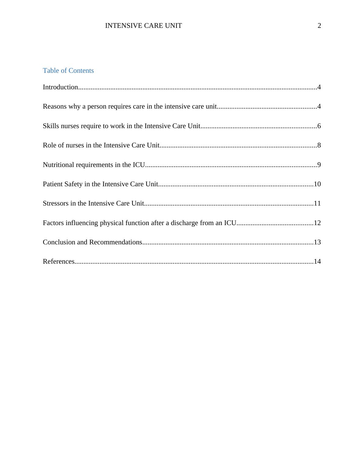 Comprehensive Report on Intensive Care Unit Nursing Practice
