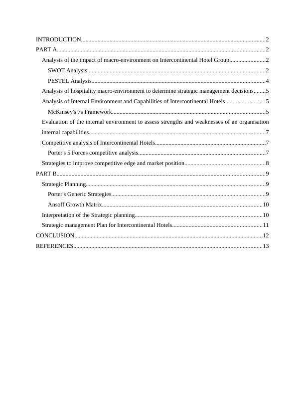 Hospitality Strategy: IHG Strategic Management Plan Report