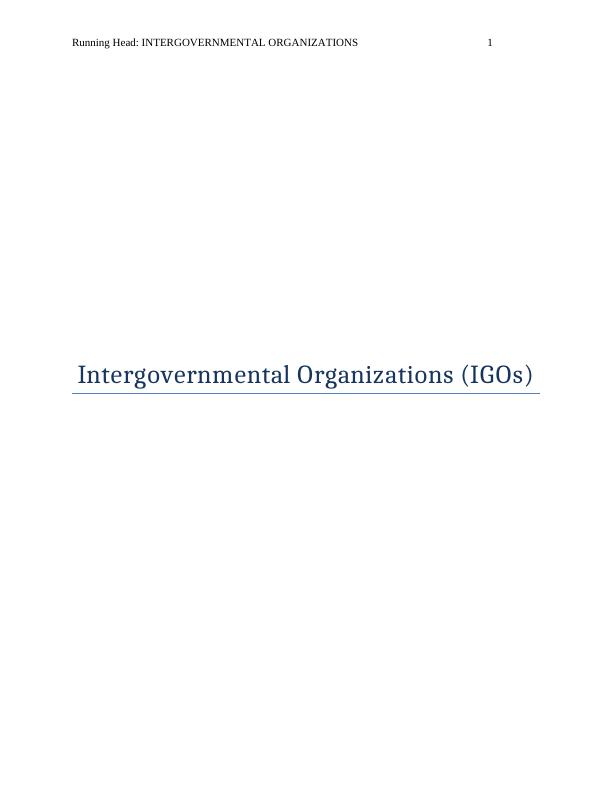 Political Science: Intergovernmental Organizations Analysis