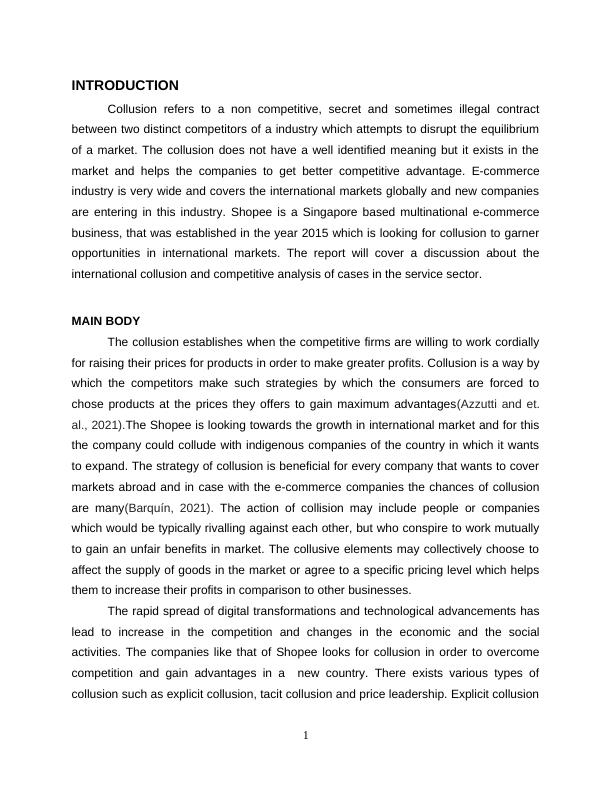 International Collusion and Competition Comparative Analysis in Service ...