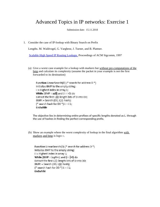 IP-lookup with Binary Search on Prefix Lengths
