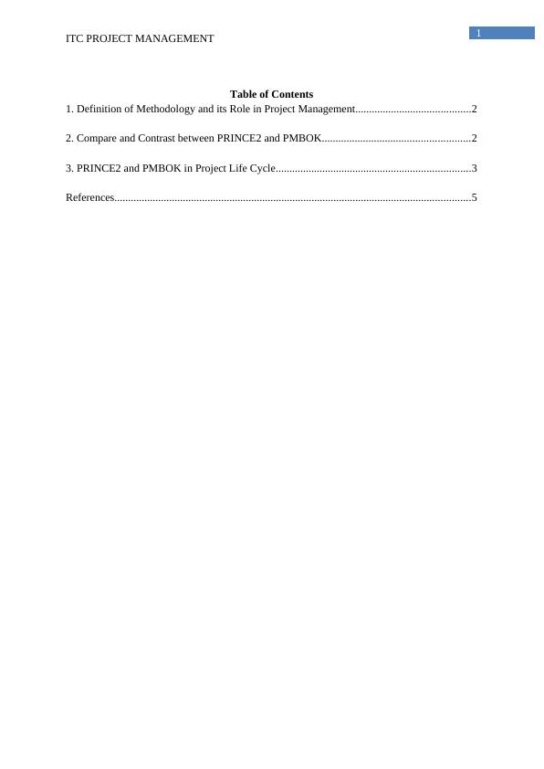 ITC Project Management: Methodologies and Project Life Cycle