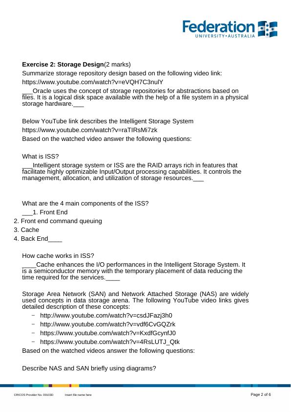 ITECH 2201 Cloud Computing Storage Methods and Design