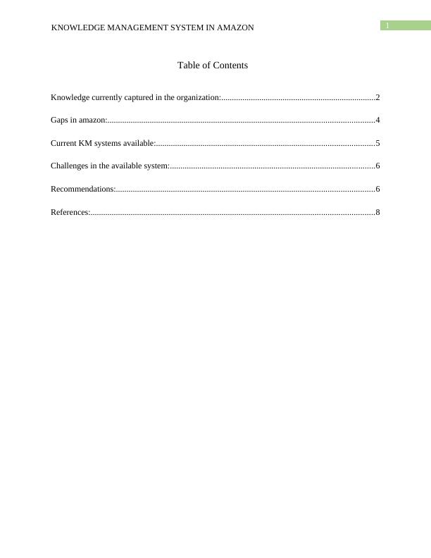 Knowledge Management System in Amazon - Desklib
