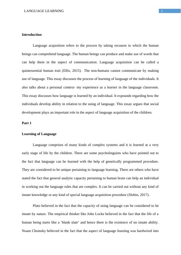 Exploring Language Learning: Theories and Social Factors