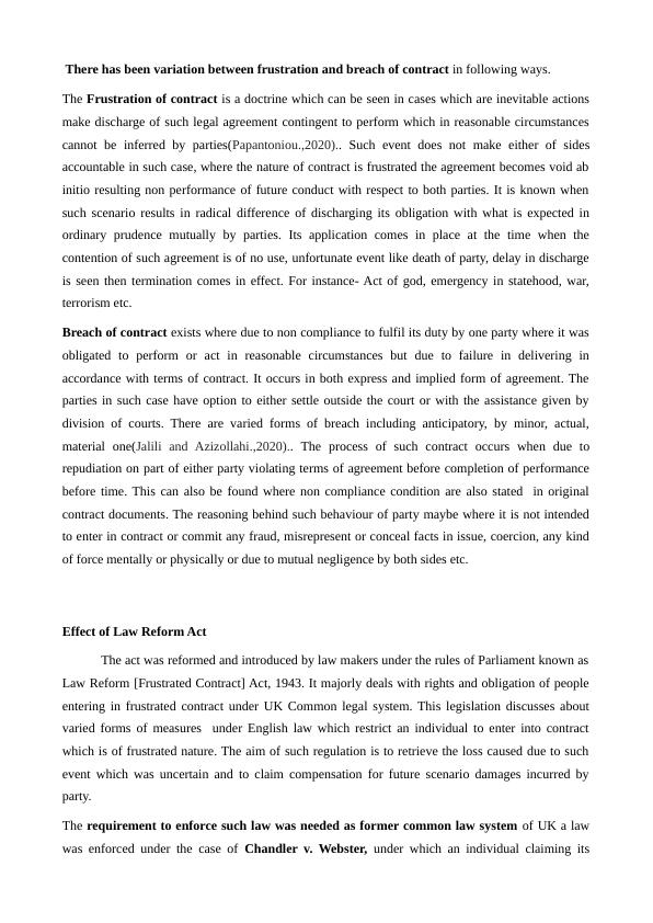 Law of Contract: Analysis of Frustration Act and Law Reform Act