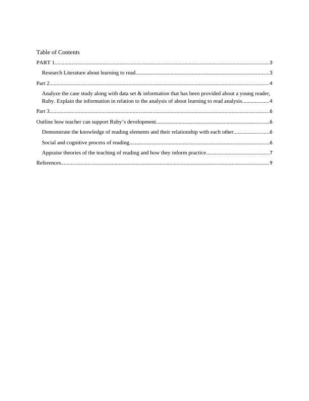 Learning to Read: Research Literature, Case Study Analysis, and Teacher Support - Desklib