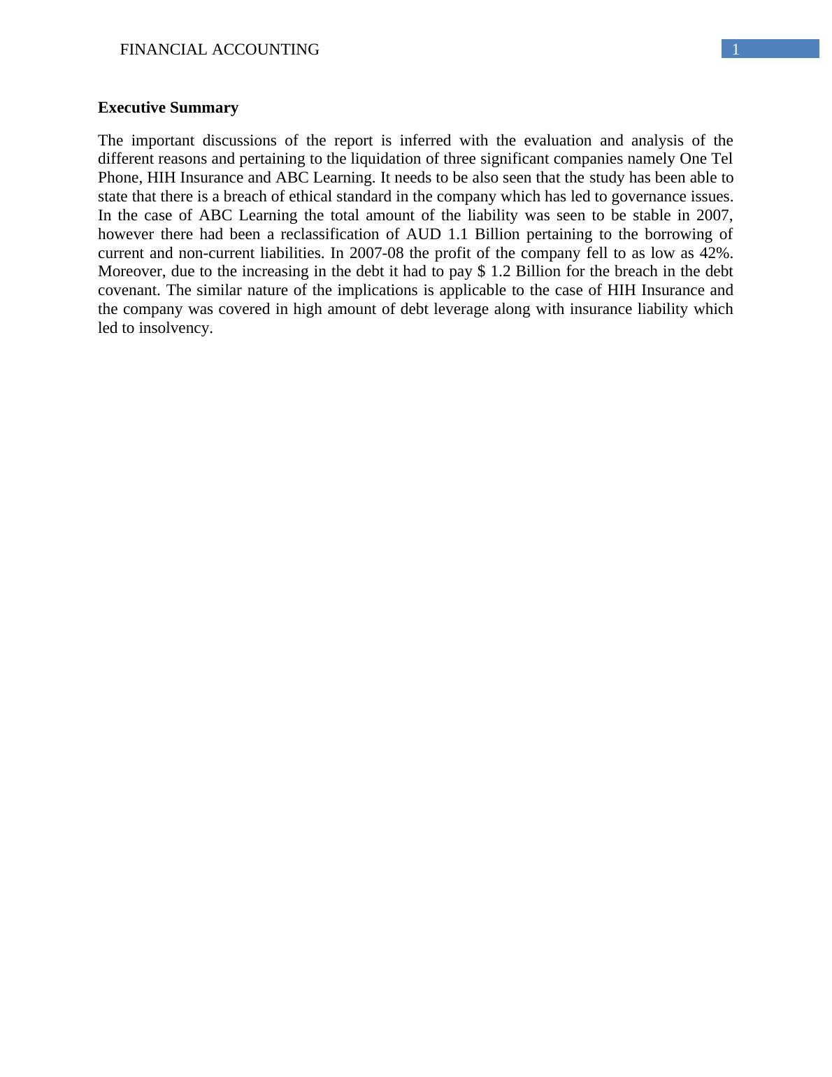 Financial Accounting Report: Liquidation of Companies ACC701