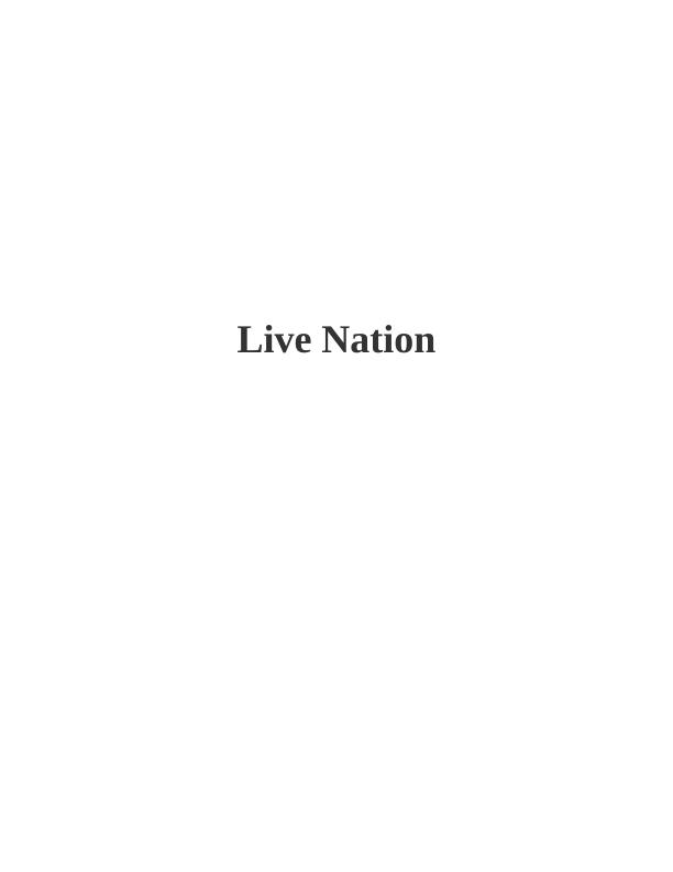 Marketing Plan for Live Nation Music Event | Desklib