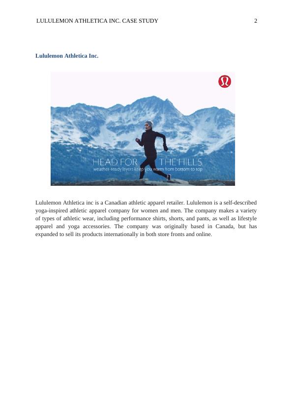 VU Business Case Study: Lululemon Athletica Inc. - Analysis