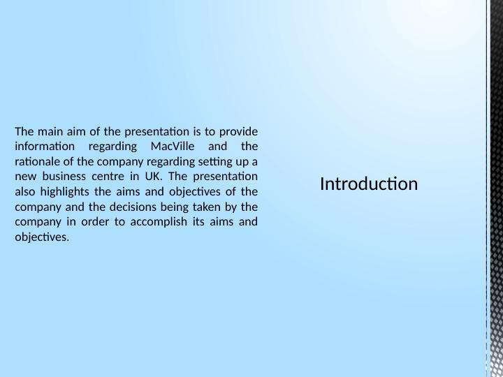 MacVille UK: Strategic Presentation, Objectives & Expansion