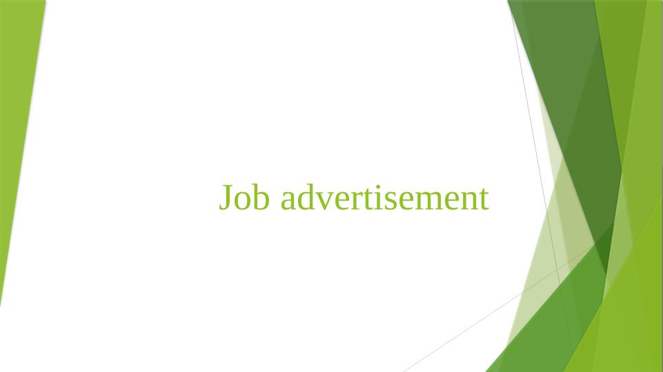Management and Job Advertisement: A Presentation on Organisational ...