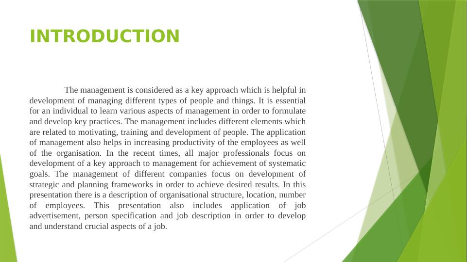Management and Job Advertisement: A Presentation on Organisational ...