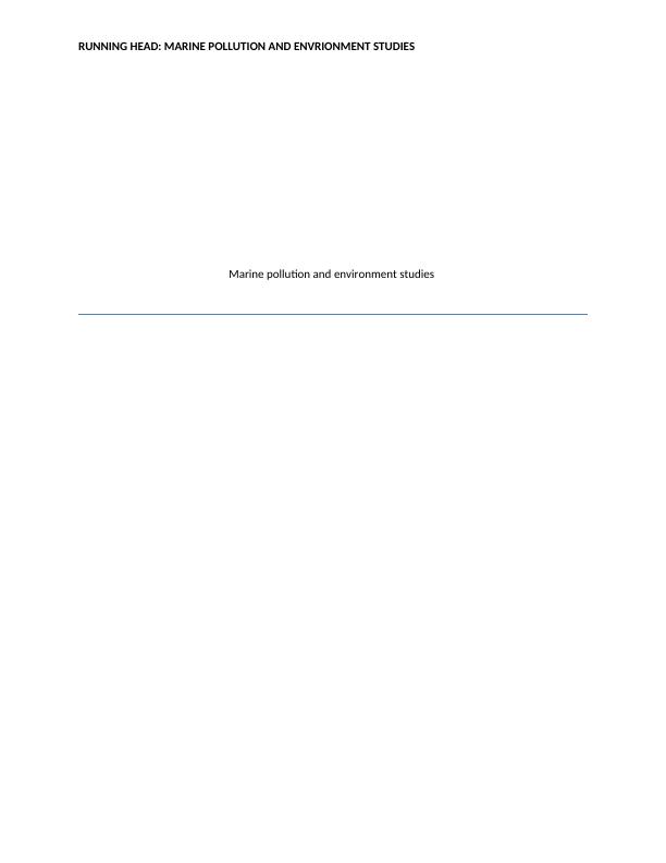 Marine Pollution Studies Reflection Essay (PA-102)