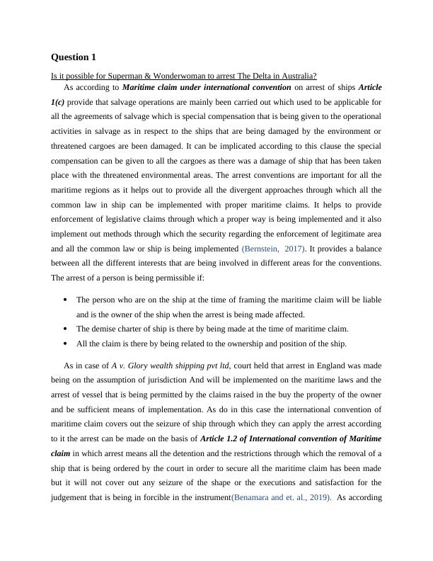 JNB520 Maritime Law: Ship Arrest and Convention Analysis