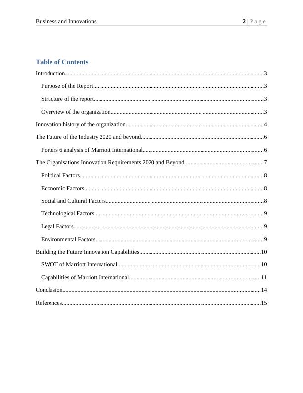 Marriott International Business Strategies for 2020 and Beyond | Desklib