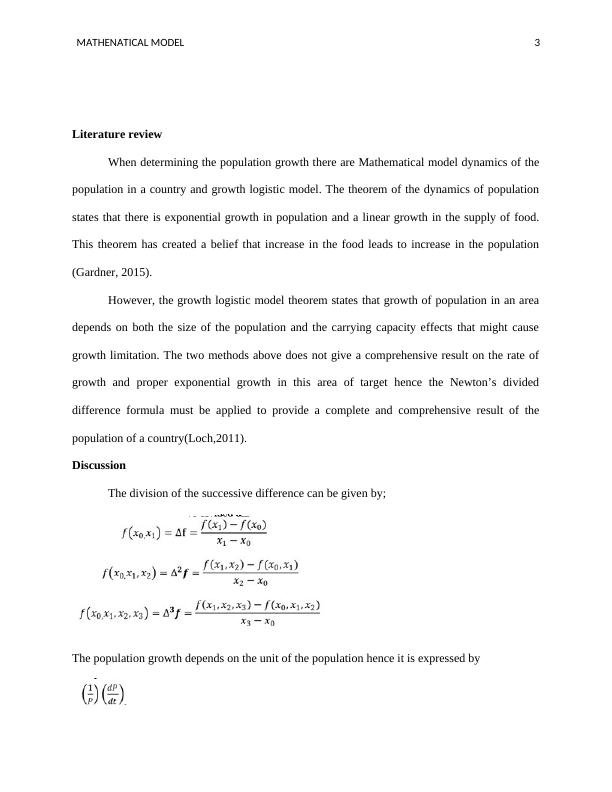 Mathematical Model for Extrapolation of Population