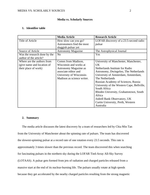 Media vs. Scholarly Sources - Desklib