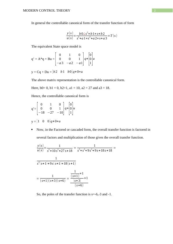 Modern Control Theory Desklib