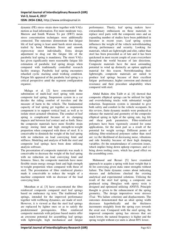 Experimental Analysis Of Mono Composite Leaf Spring