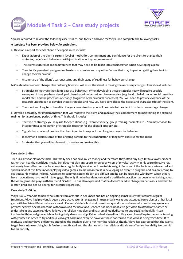 Motivation and Psychology - Case Study Projects for Desklib