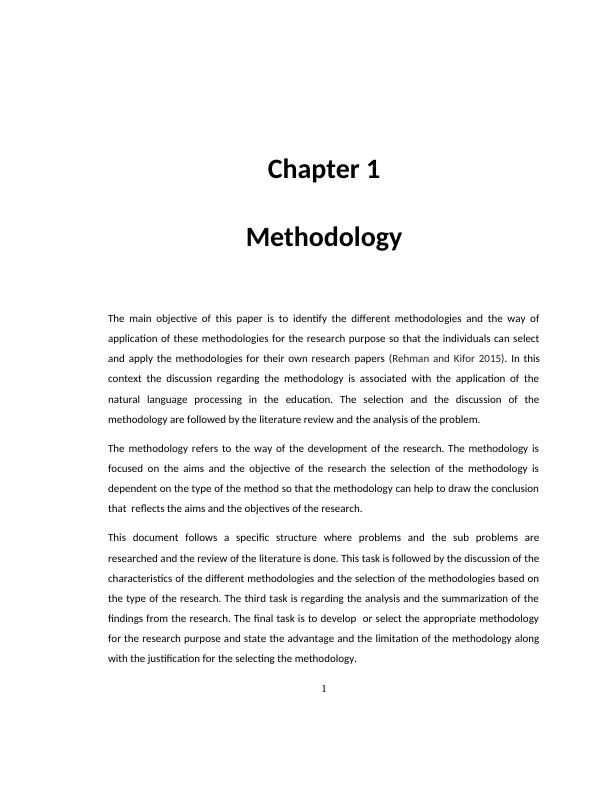 Methodology for Application of Natural Language Processing in Education