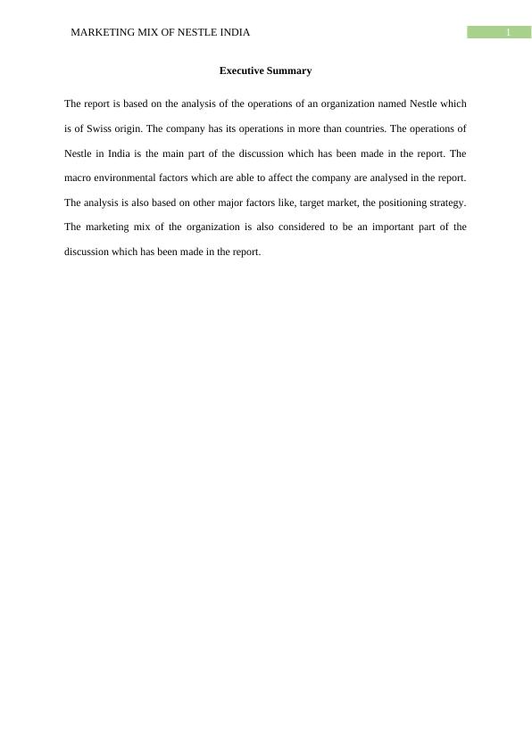 Nestle India Marketing Plan & Audit - MKT600 Analysis