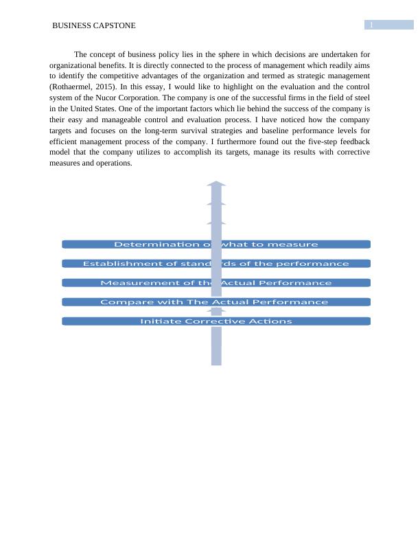Business Capstone: Evaluation and Control Systems of Nucor