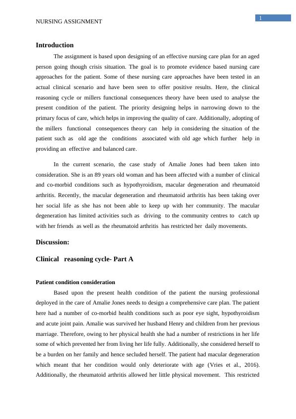 Nursing Assignment - Designing an Effective Nursing Care Plan for an ...