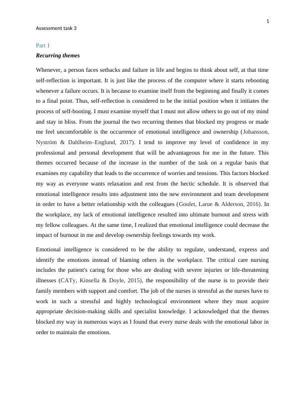 SNPG950 Reflection: Improving Nursing Practice, Spring 2018