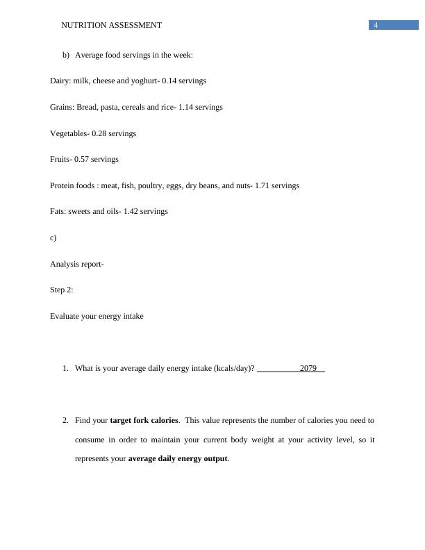 Nutrition Chart Analysis for Comprehensive Nutritional Assessment