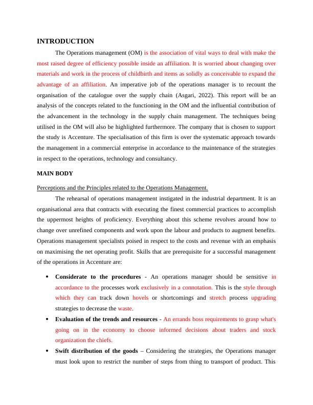 Operations Management: Principles, Practices, and Technology - Desklib