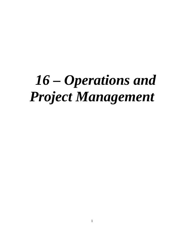 Operations and Project Management: Principles and Continuous ...