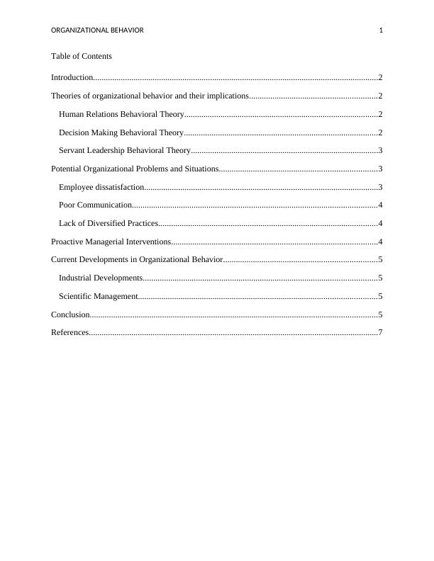 Organizational Behavior Theories, Problems, Interventions