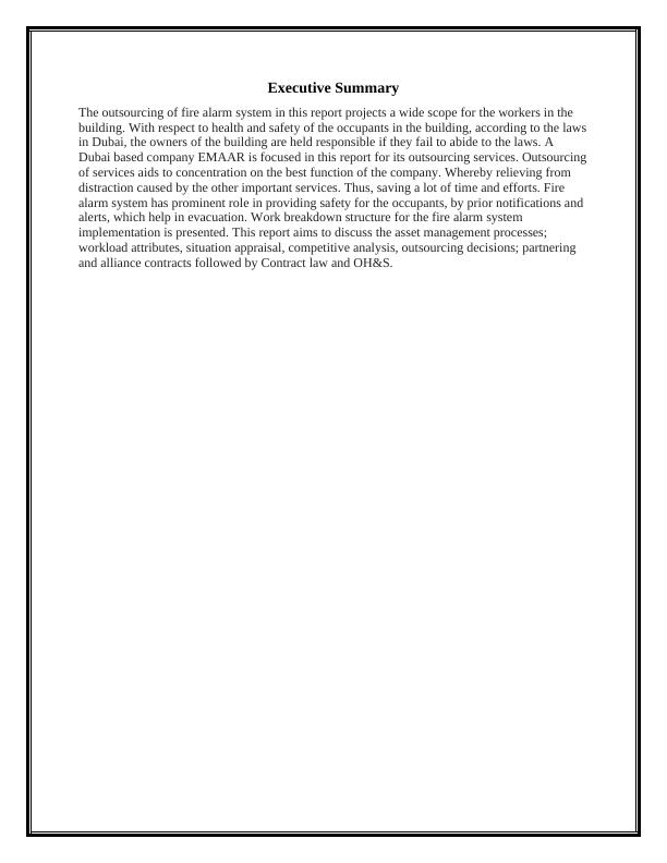 EMAAR: Outsourcing Fire Alarm Systems, Contract & OH&S