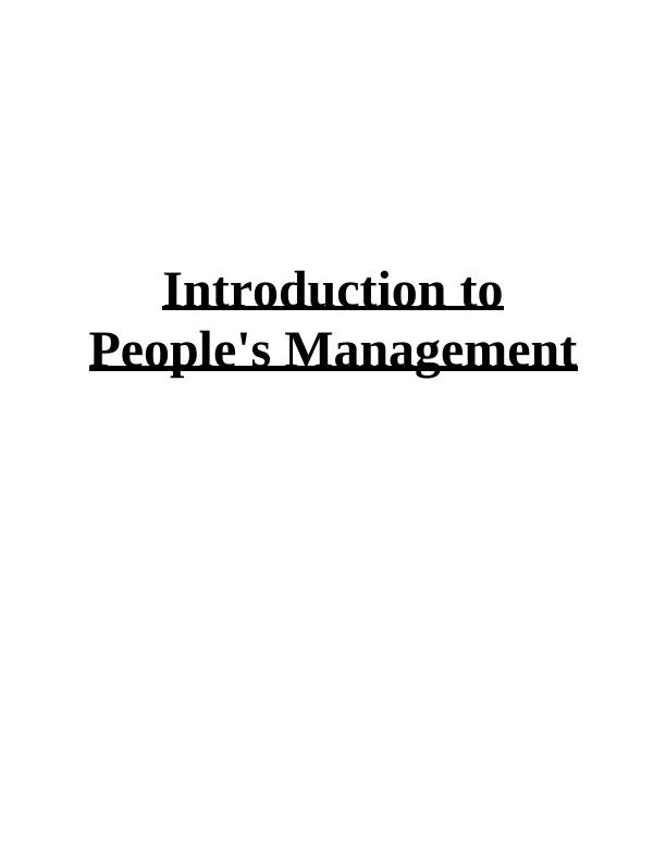 Introduction to People Management - Desklib