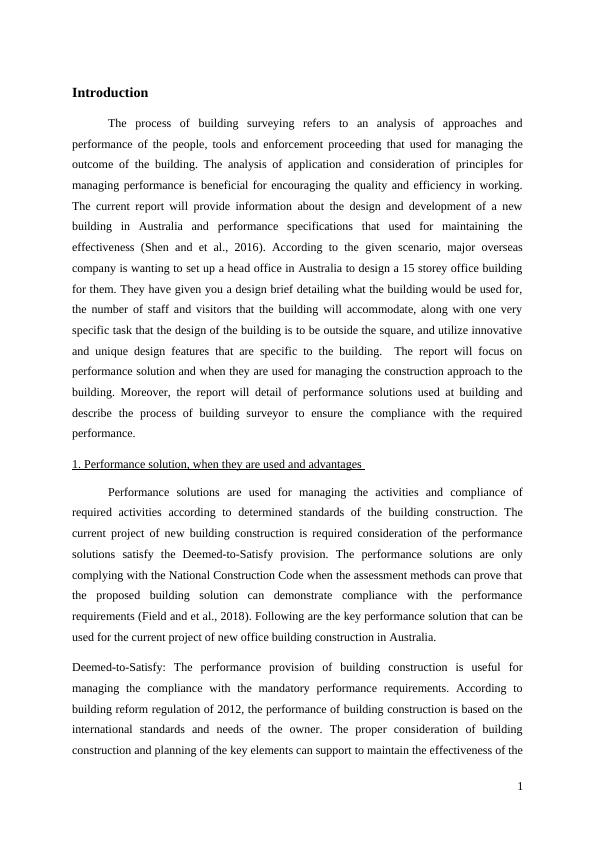 Performance Solutions for Building Construction | Desklib