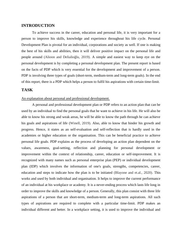 Report on Personal Development, Academic Skills and PDP