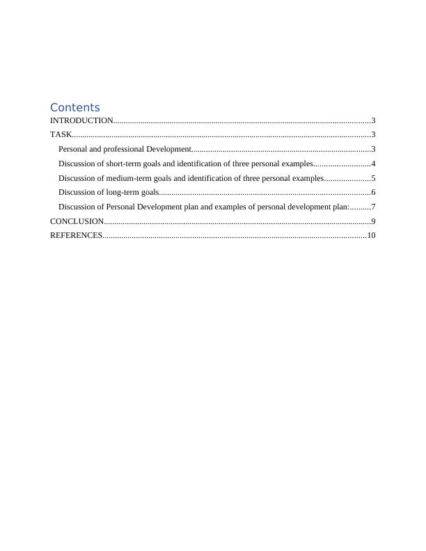 Personal Development Report: Goals, Plans, Desklib