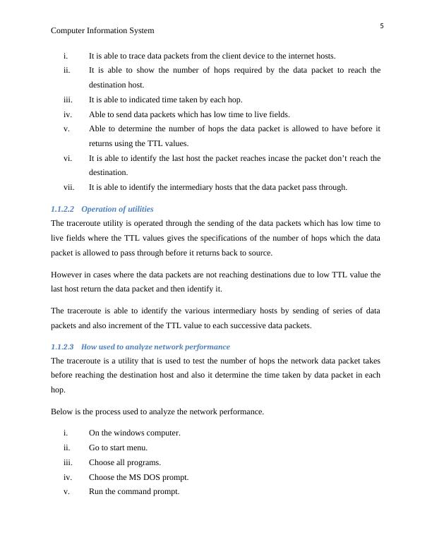 Ping and Traceroute: Network Analysis Tools for Computer Information System