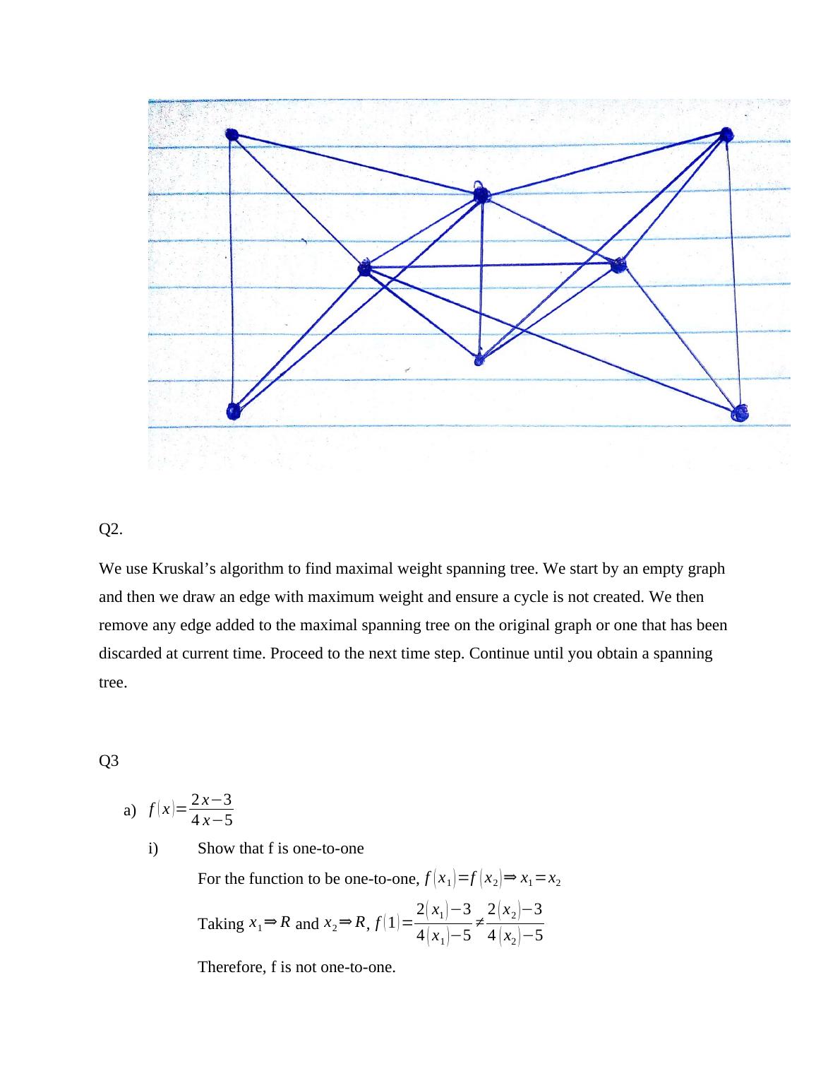 DMTH137 Assignment 2: Solutions for Graphs and Functions
