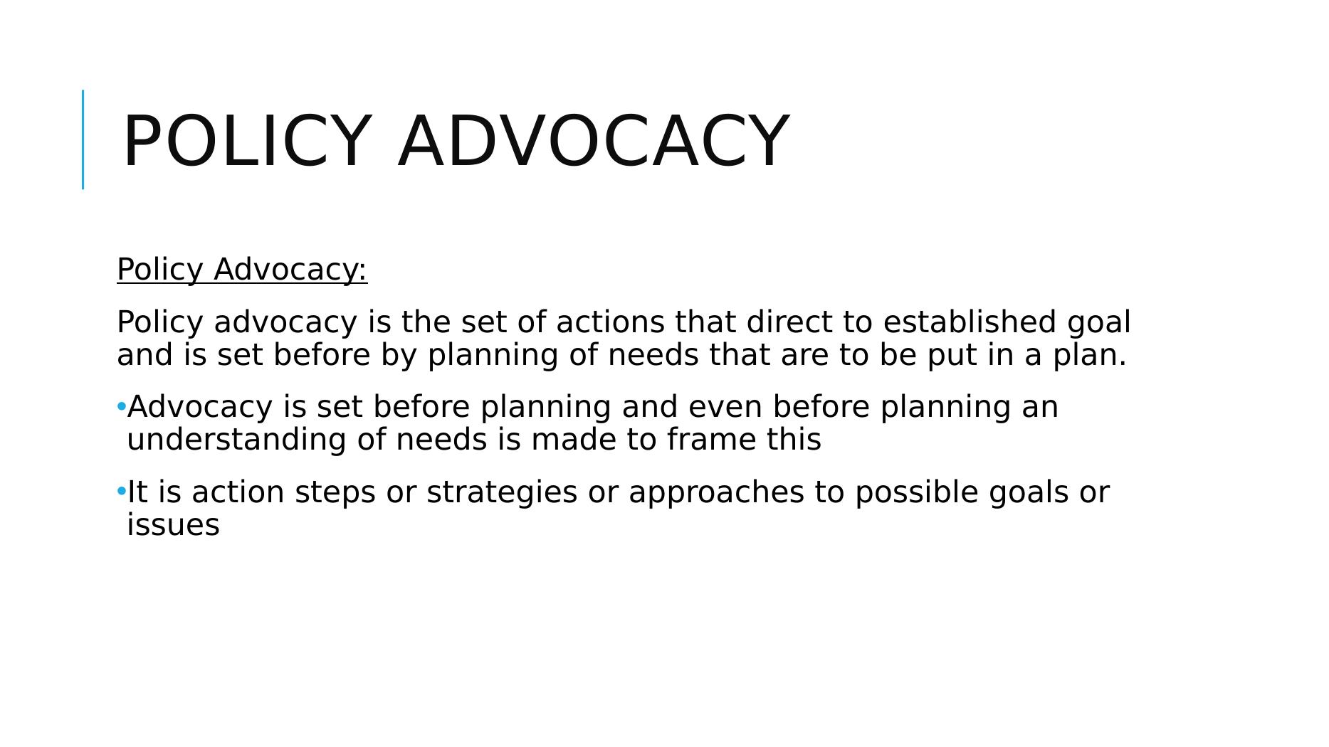 Policy Advocacy: Strategies, Aspects and Training Needs