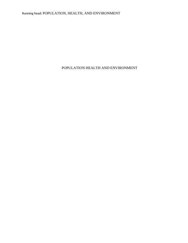 Population Health And Environment A Developmental Approach