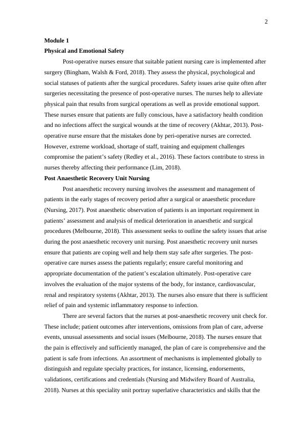 Post Anaesthetic Recovery Unit Nurse: Safety and Care Report