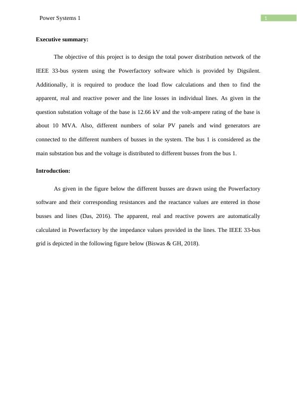 IEEE 33-Bus System: Design and Analysis of Power Network