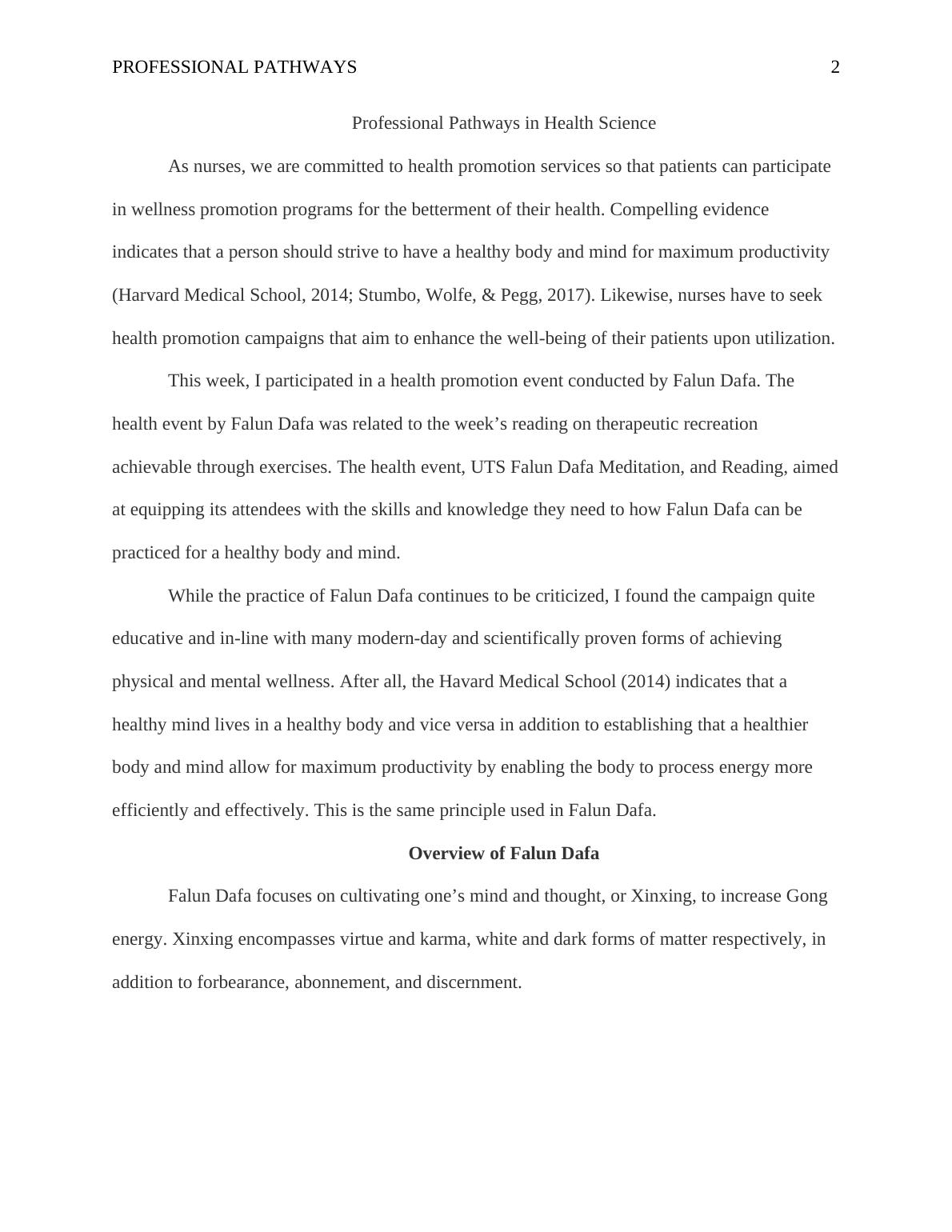 Health Science: Analysis of Professional Pathways Report