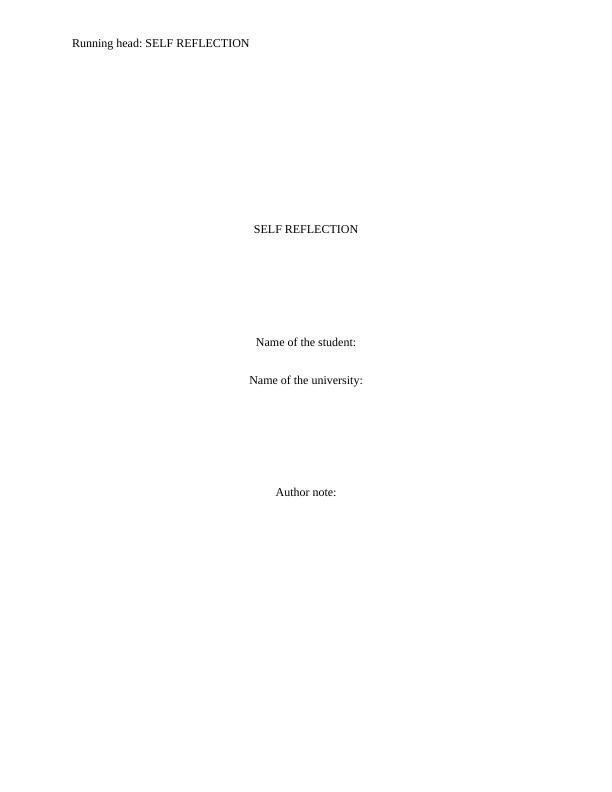 Developing Crucial Professional Skills: Self-Reflection | Desklib