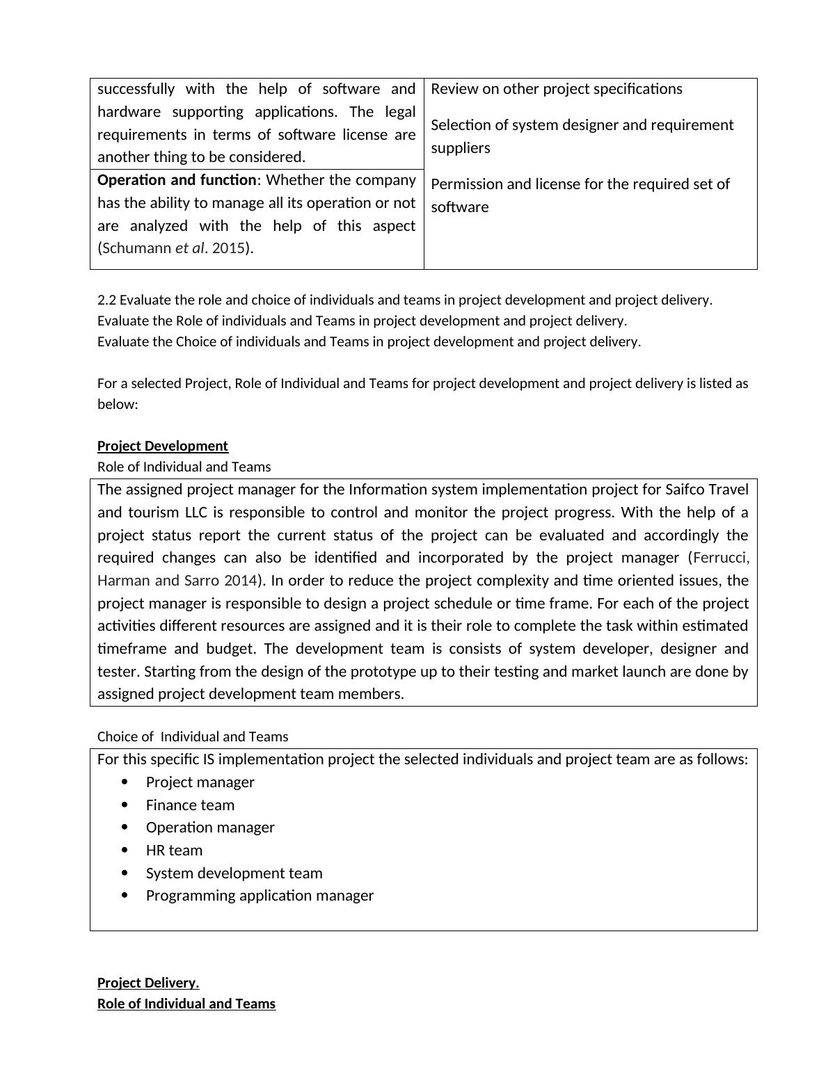 Project Management: Feasibility, Team & Software Analysis