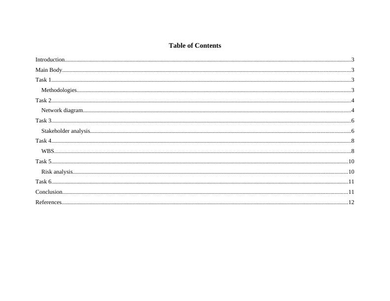 Project Management: Methodologies and Analysis for TFL