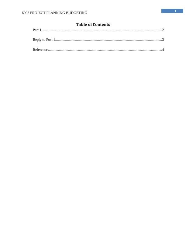 Project Planning Budgeting: Effect of Change in Scope on Schedule